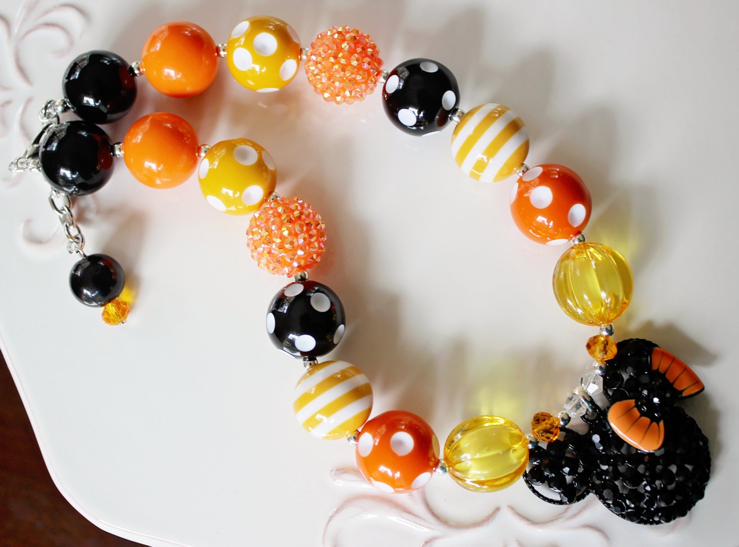CANDY CORN MINNIE Chunky Necklace Halloween Necklace Orange - Etsy