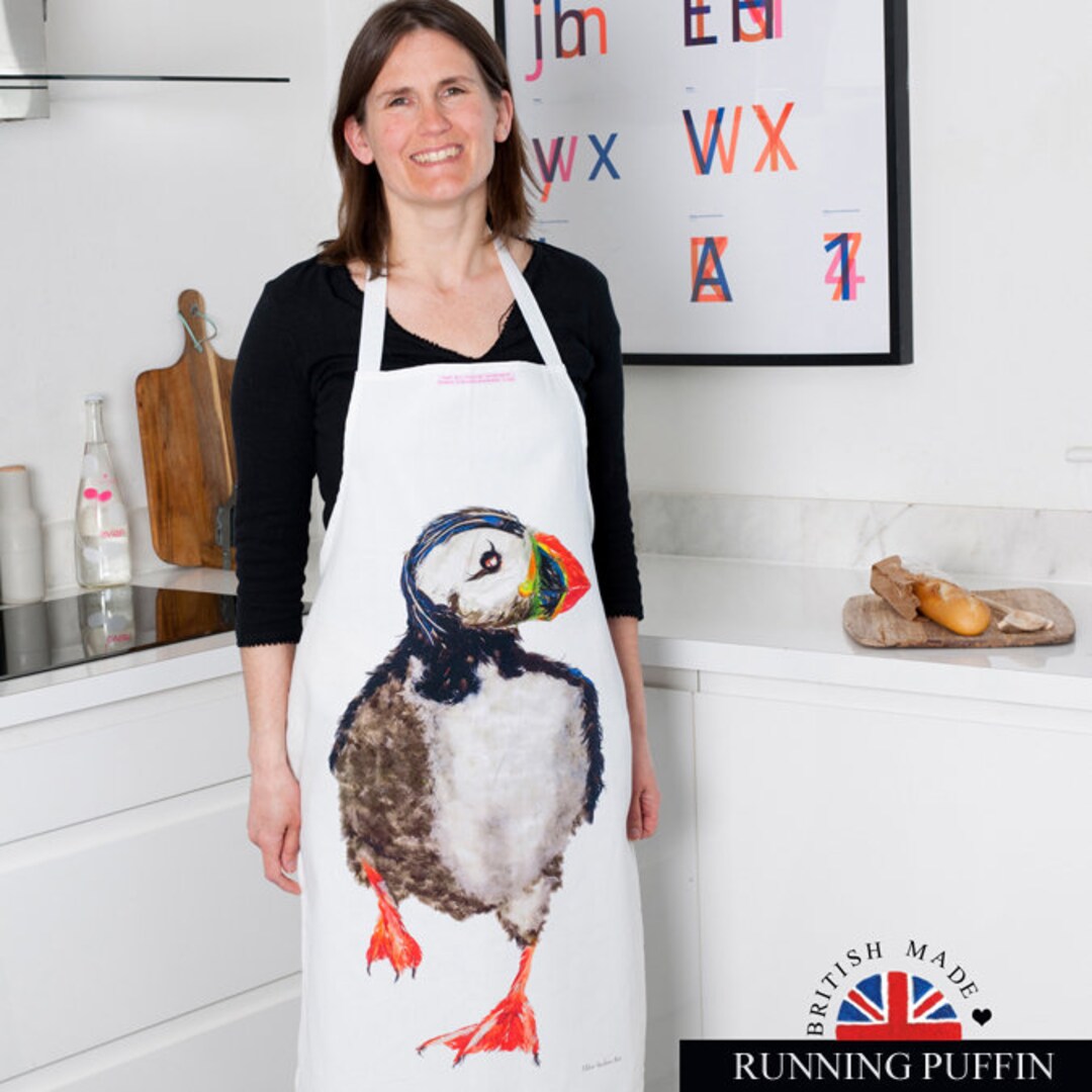 Puffin Apron - Running Puffin Apron - Cooking Apron - Cotton Apron ...