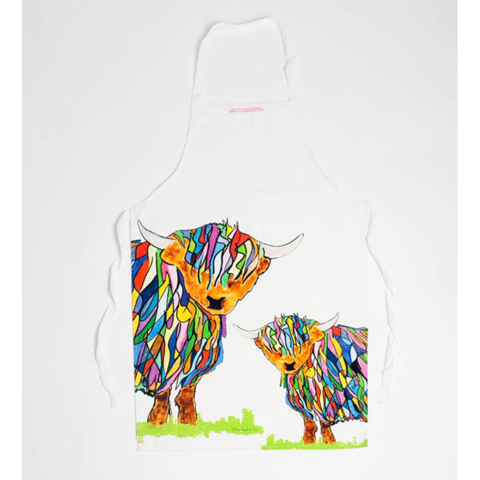 Bright Highland Cow Apron – Rainbow Scottish Cattle and Baby Print - Etsy