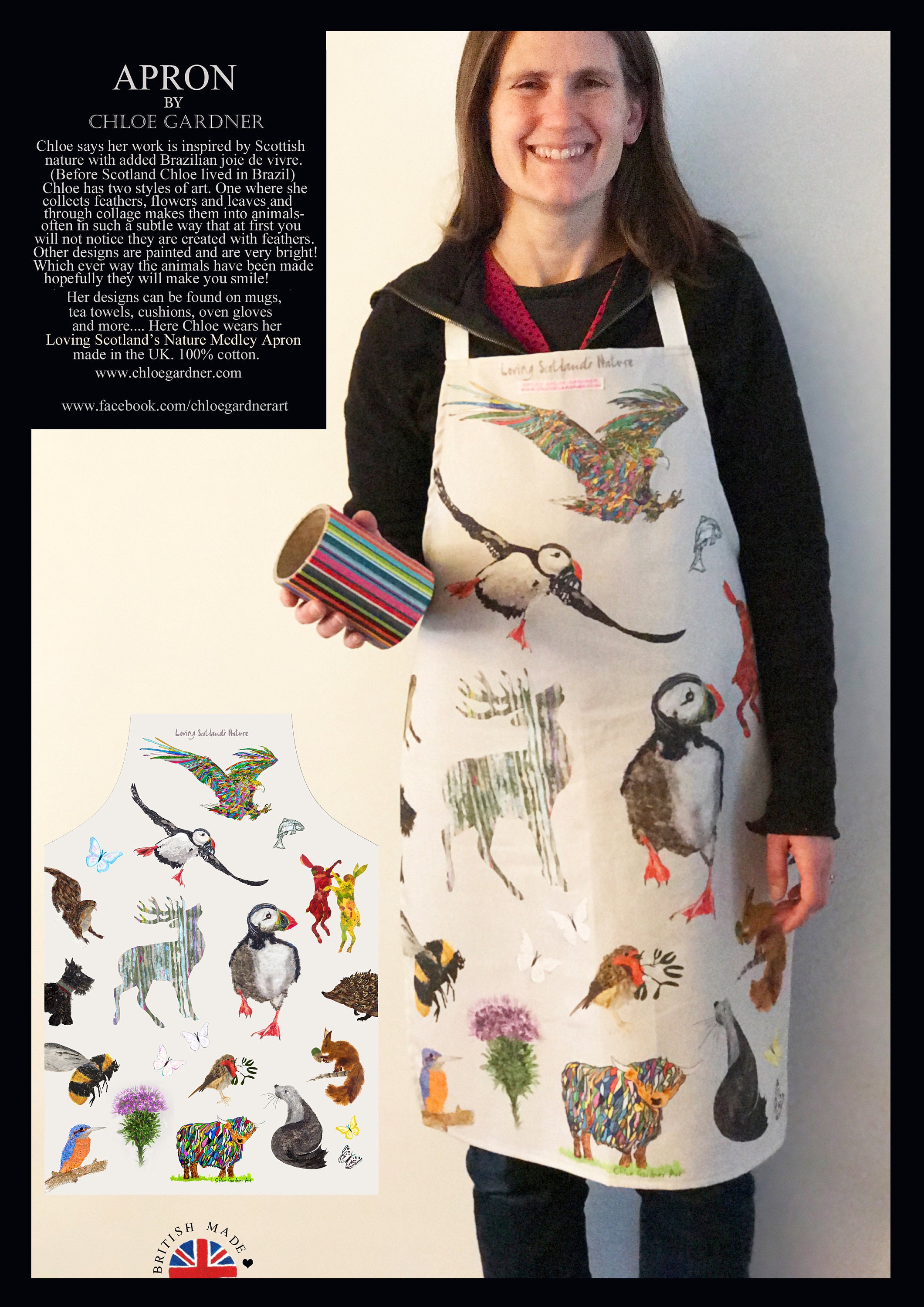 Animal Apron Scottish Wildlife Apron Loving Scotland Nature Apron ...