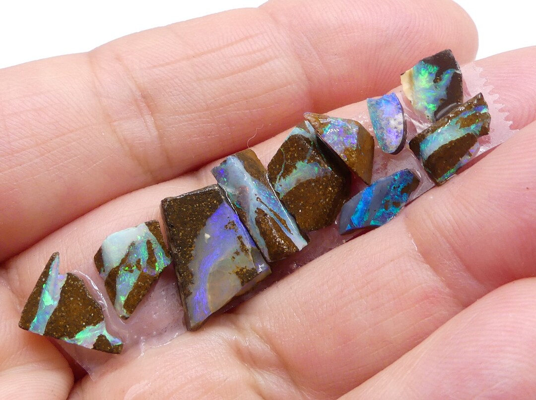 Opal, Australian Opal, Boulder Opal Solid Rough Parcel, Largest Piece 14x10x4mm Thick 10pc 16ct ...