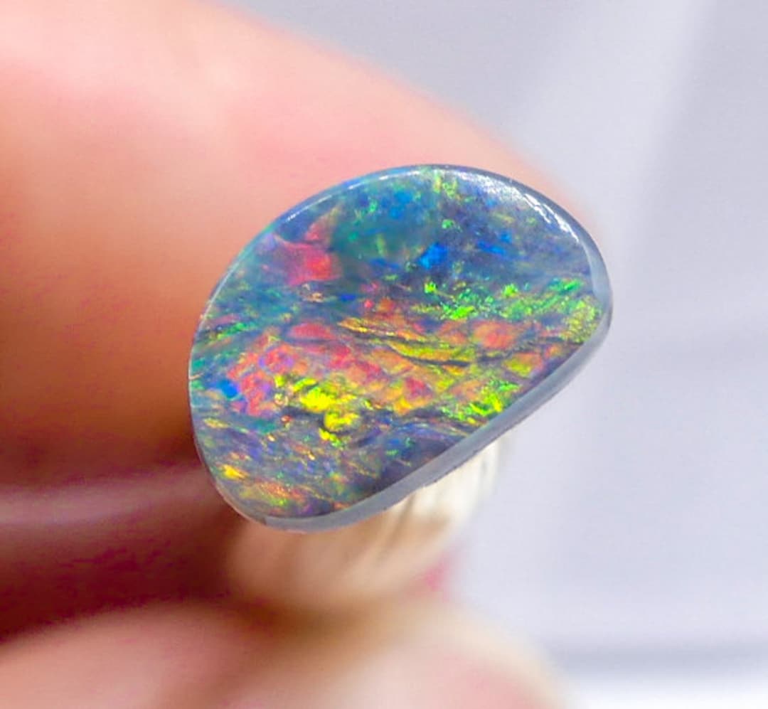 Australian Opal, 8x5x2mm, .5ct, Lightning Ridge Gem Grade Semi Black ...