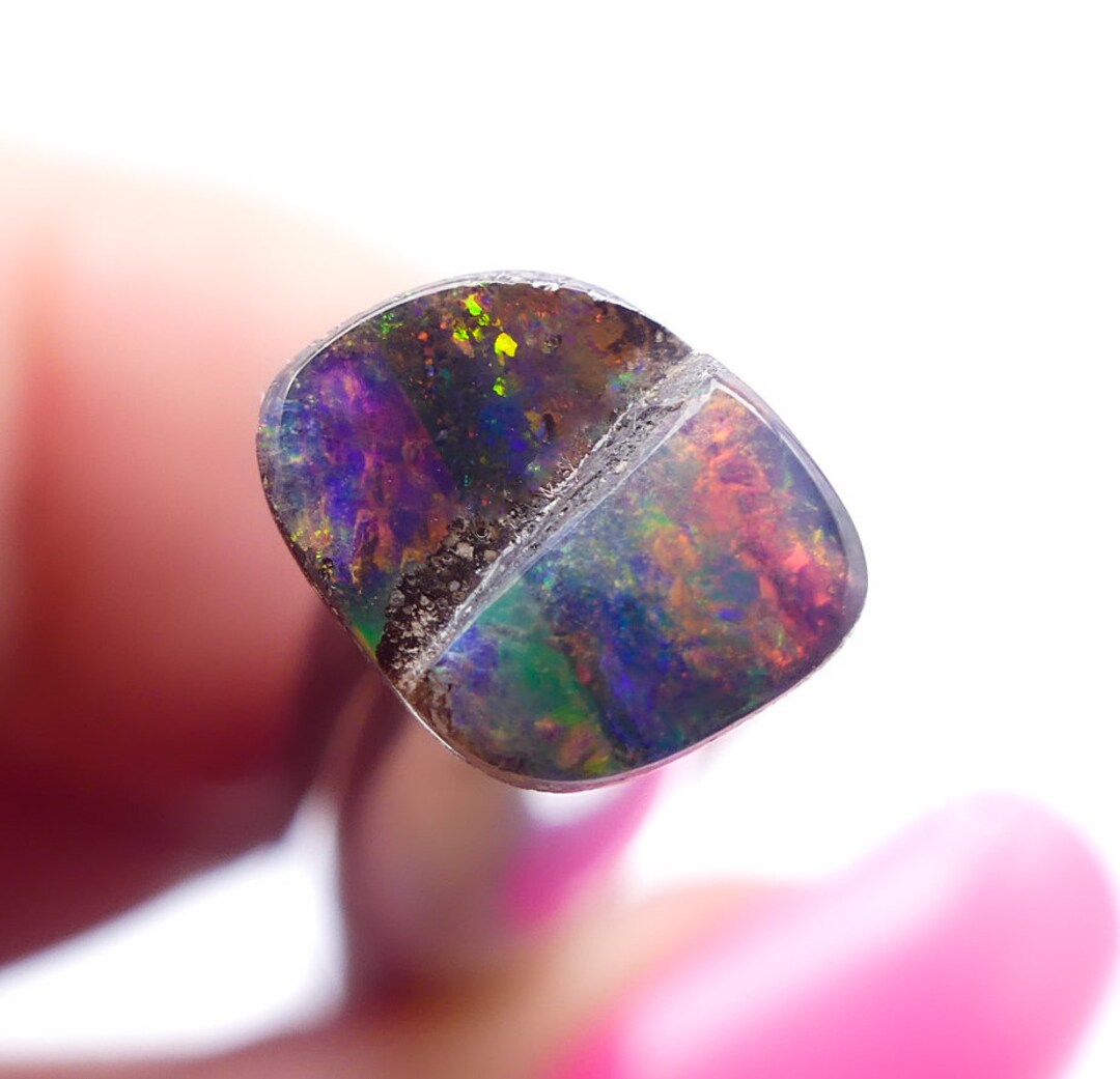 Australian Opal, Natural Boulder Opal Cabochon, Red Freeform 7x6x2.5mm ...