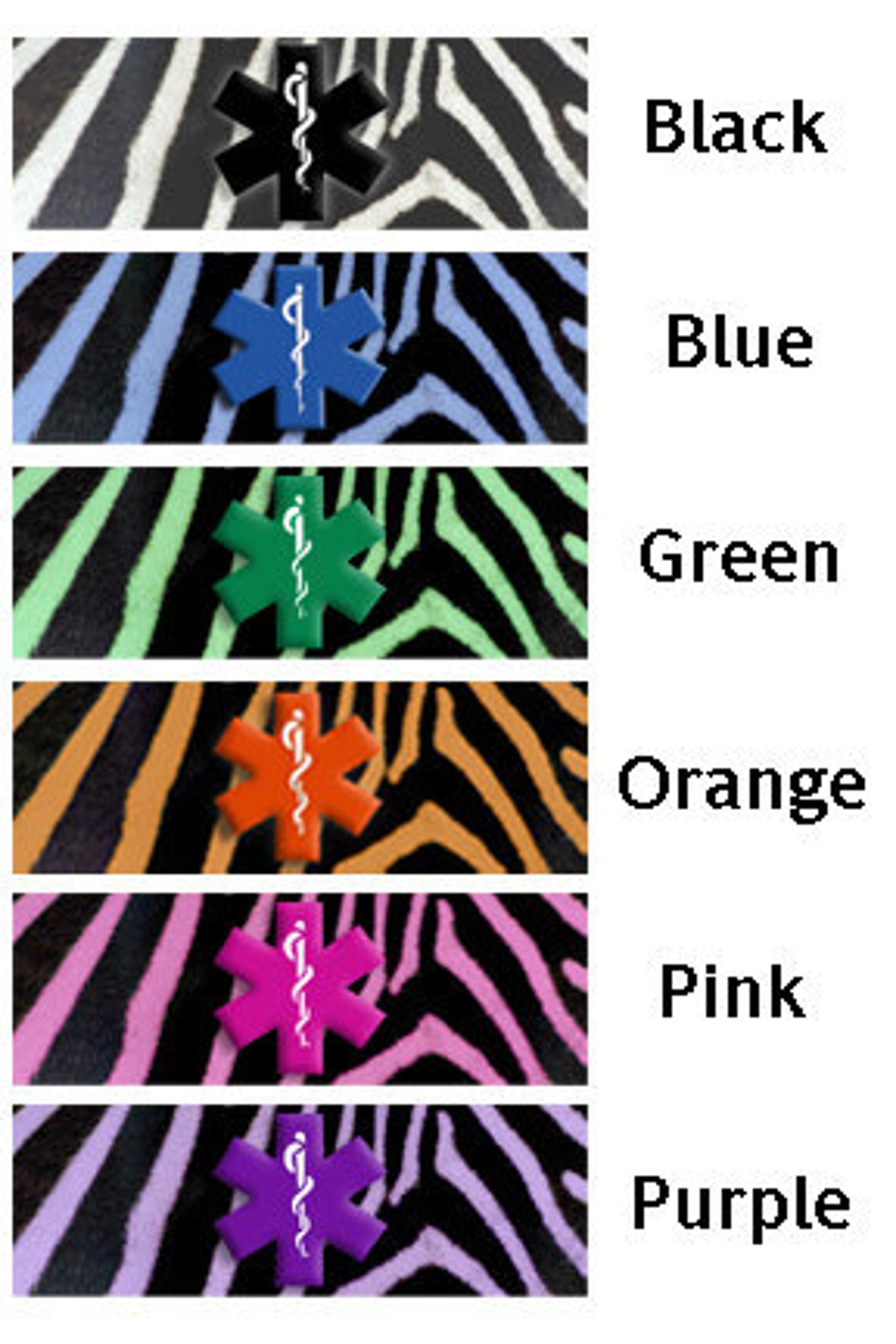 001 Zebra Exotic Animal Print Star Medical Id Tag - Etsy