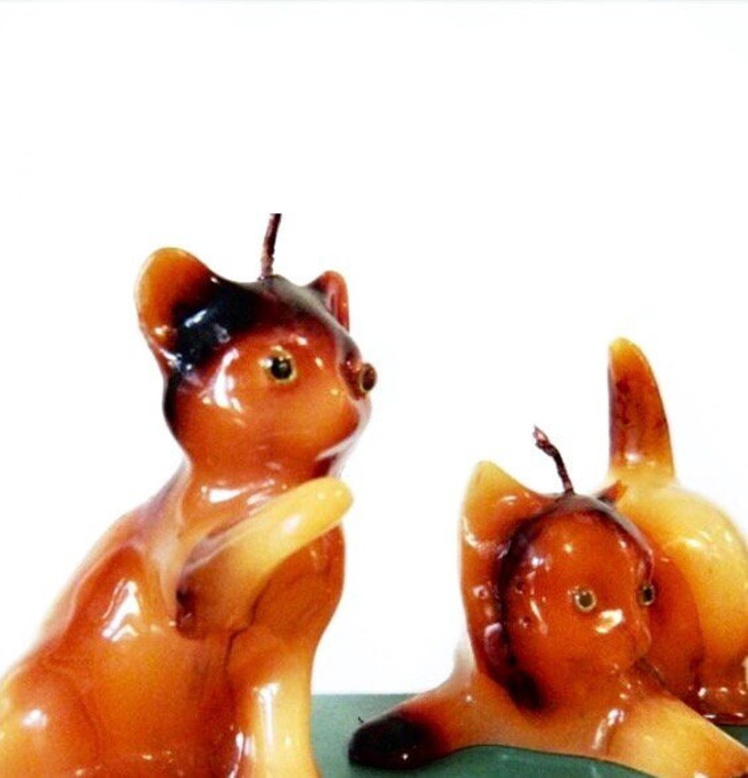 Retro Kitten Candles / 1970s Cat Figurines / Candle Cats / Vintage Cat ...