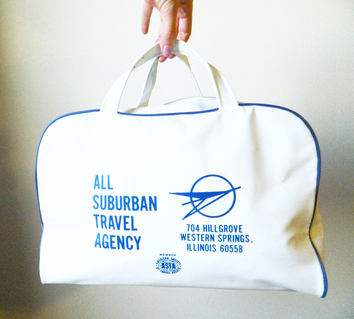 Vintage Weekender Bag / Retro 1960s Travel Agency Tote / Mod Vintage ...