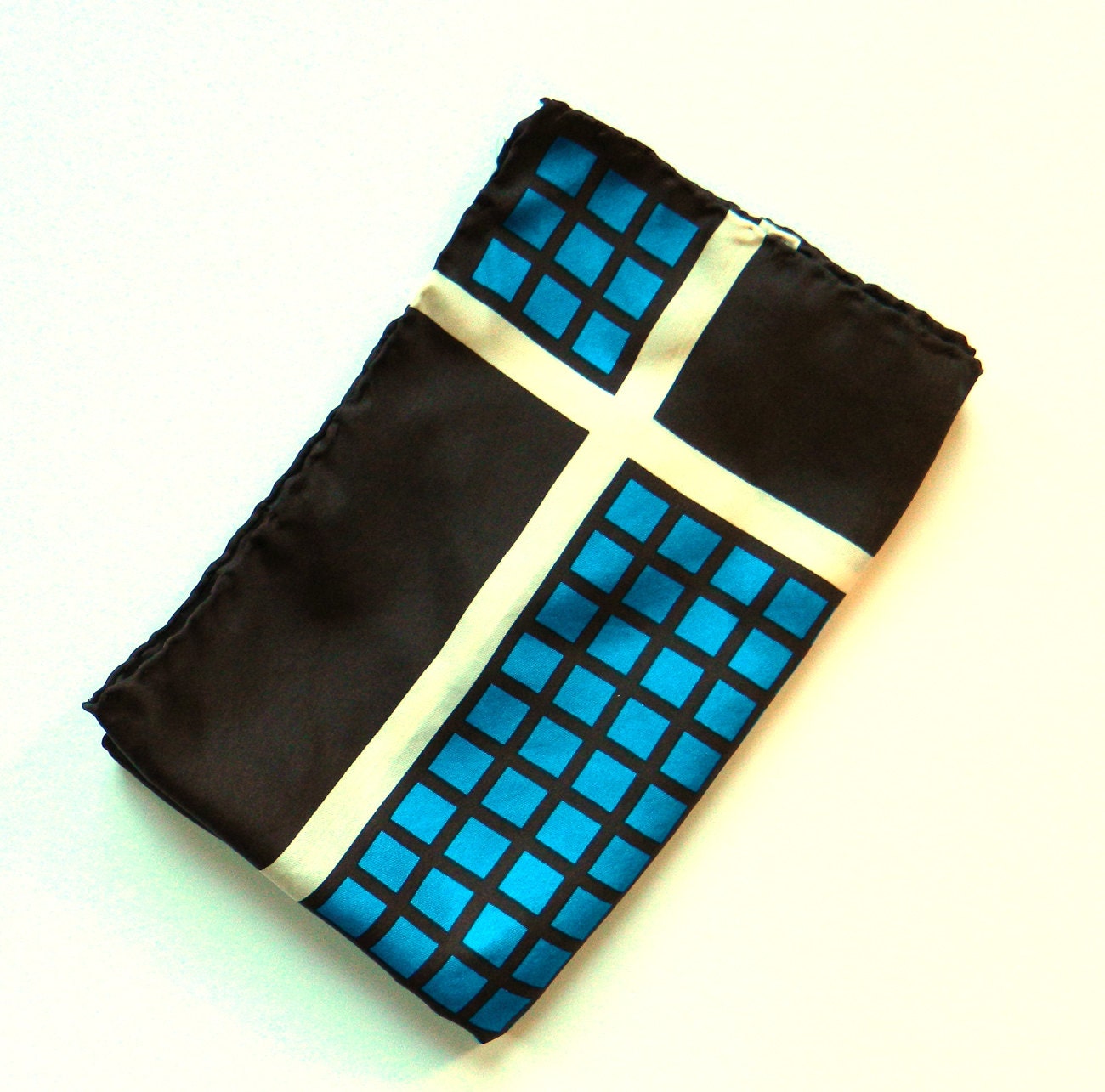 Vintage GRID Pattern Scarf / Rad Retro Head Scarf / Vintage | Etsy