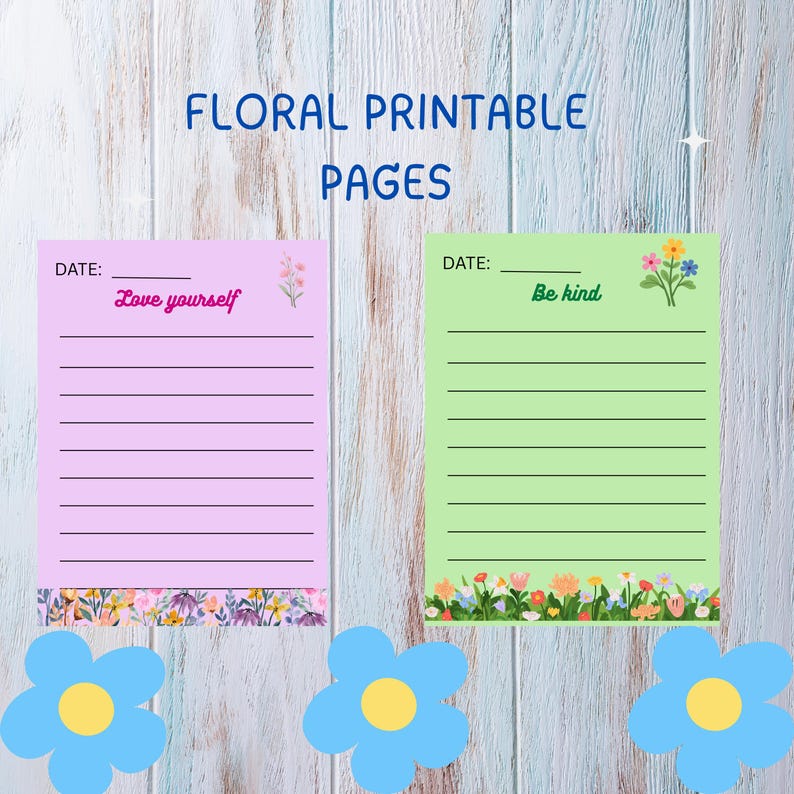 Floral Journal Pages, Printable Lined Writing Paper (PDF Download) - Etsy