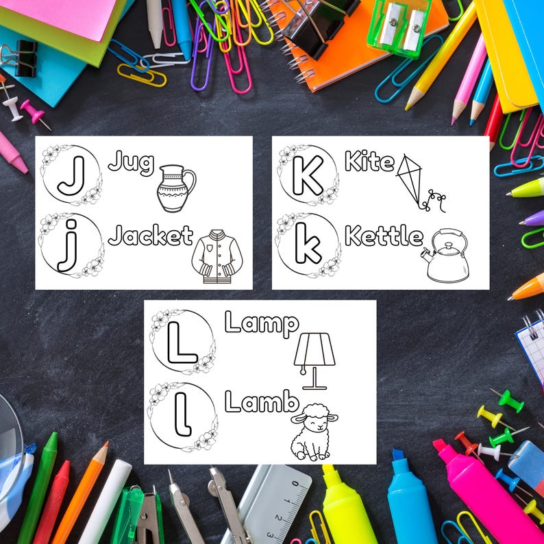 Alphabet Coloring Pages, ABC With Pictures, Kids Learning Activity (PDF ...