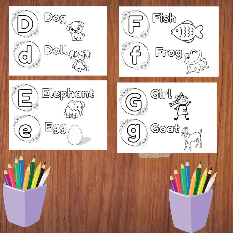 Alphabet Coloring Pages, ABC With Pictures, Kids Learning Activity (PDF ...