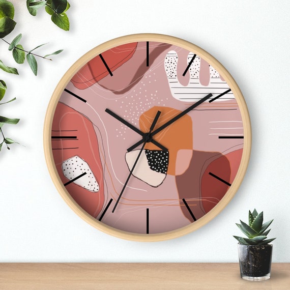 Modern Wall Clock Abstract Art Clock Purple Pink Wall Clock - Etsy