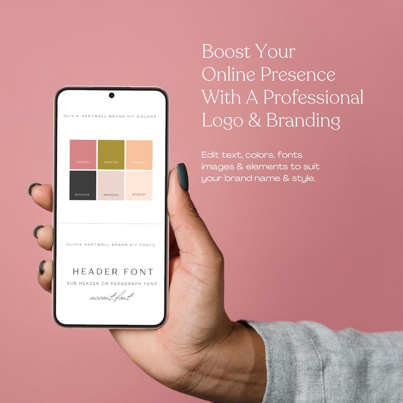 Brand Identity Kit Canva Logo Template Editable Business Bundle - Etsy