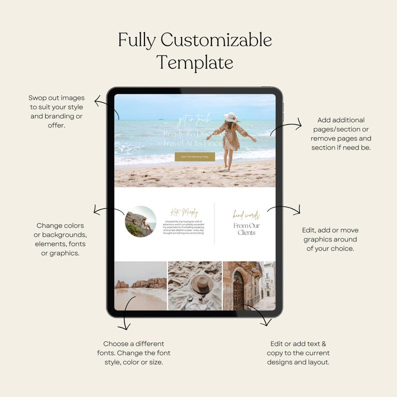 Boutique Travel Agency Website Template Canva Editable Digital Download ...