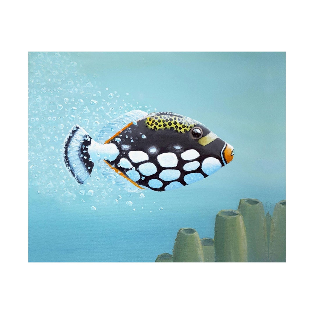 Clown Triggerfish Poster Giclée Print Framable Art Tropical Fish ...