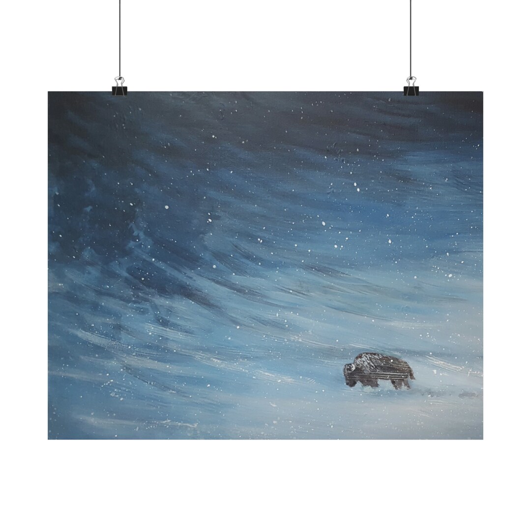 One Buffalo Poster, Giclée Print, Fine Art, Bison, Buffalo, Winter, Be ...