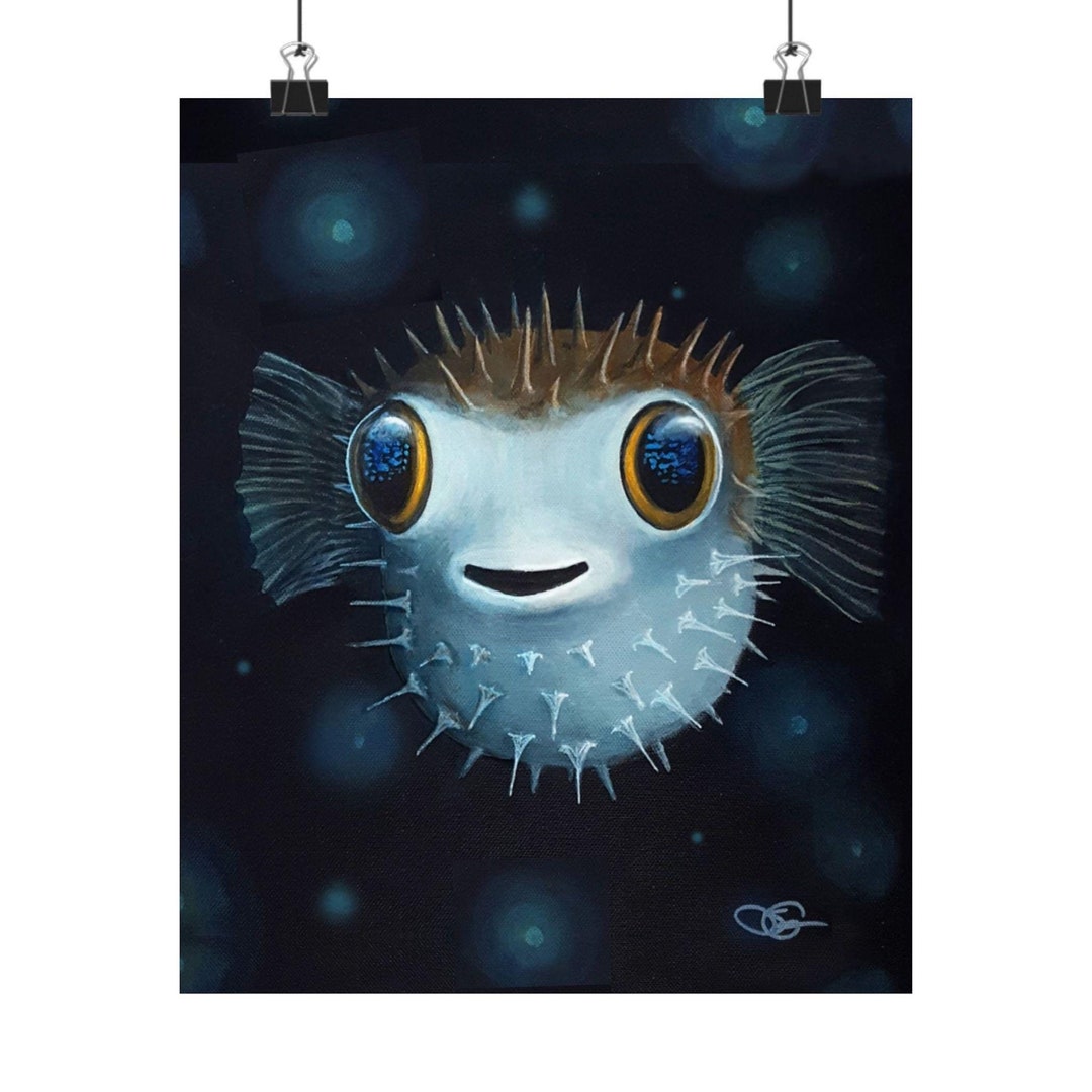 Puffer Fish Giclée Print Fine Art Poster Blowfish Beach Aesthetic ...