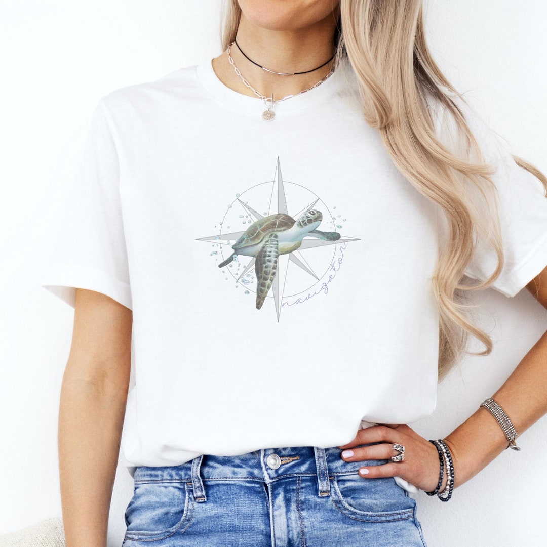 Sea Turtle Compass Tee "navigator" Ocean Design Beachwear Inner ...