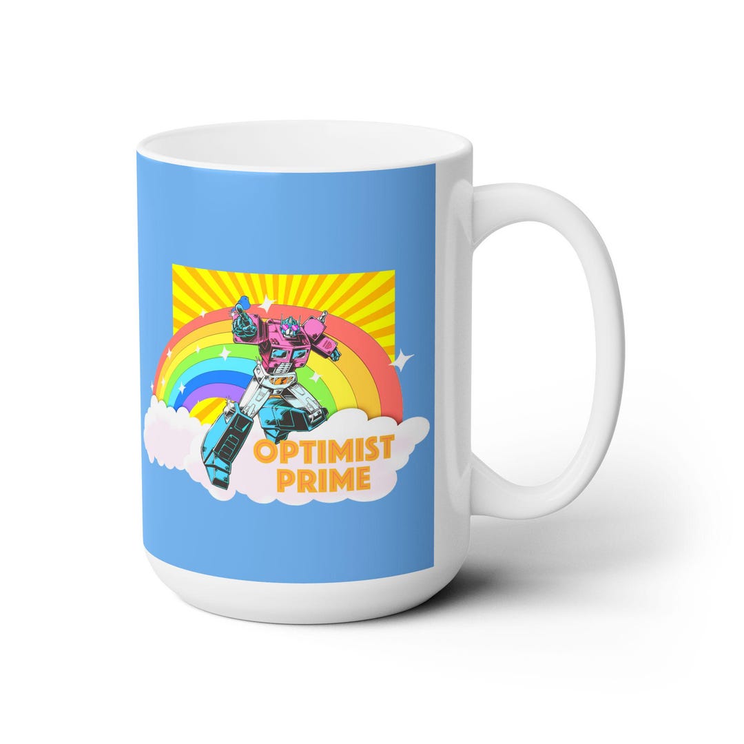 Optimist Mug Transformers Satire Robot Happy Hipster Funny Mug SFW ...
