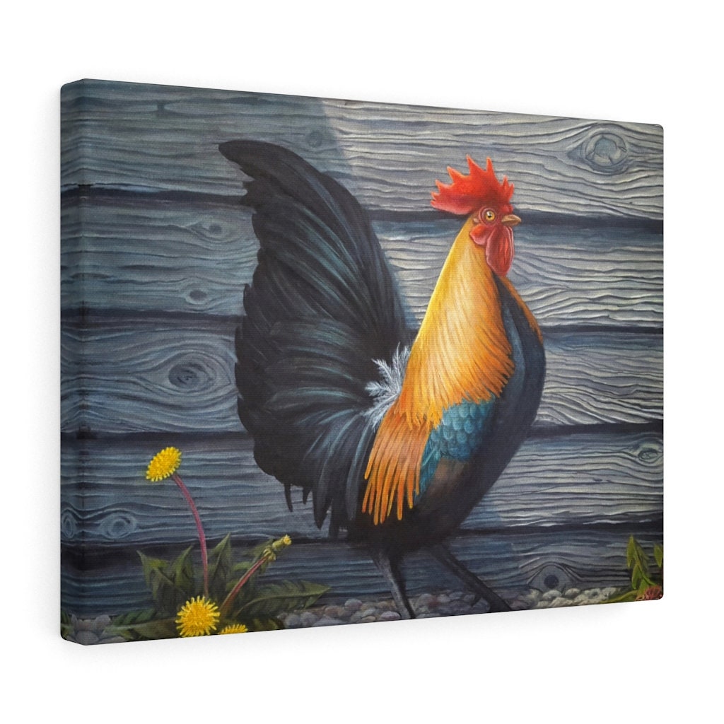 Rooster Canvas, Gallery Wrap, Bantam Rooster, Original Art, Farm ...