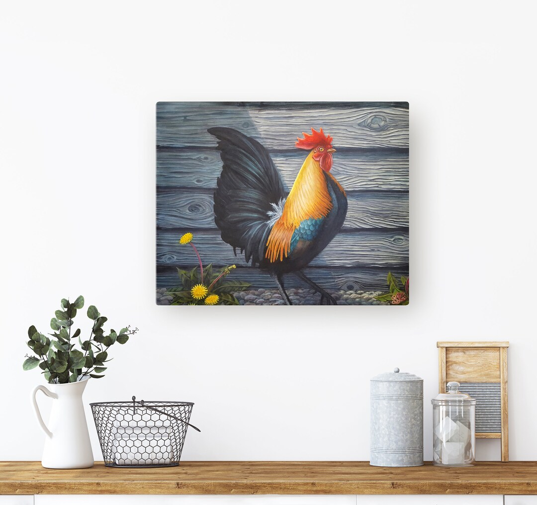 Rooster Canvas, Gallery Wrap, Bantam Rooster, Original Art, Farm ...