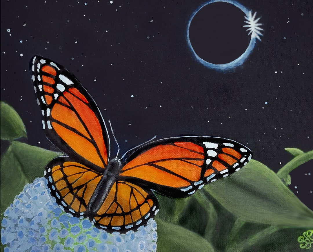 Magical Monarch Butterfly Digital Download Solar Eclipse Celestial Art ...