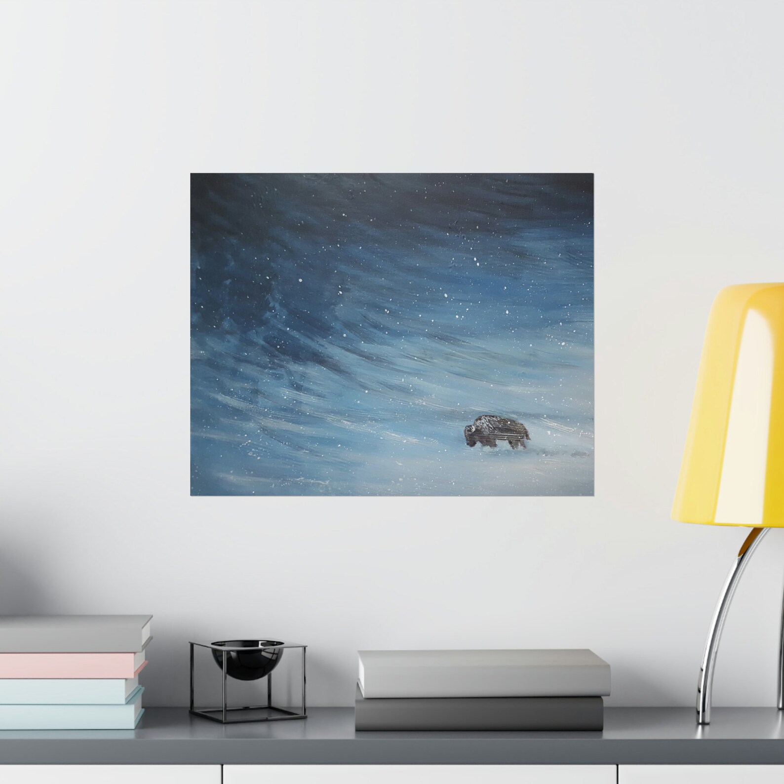 One Buffalo Poster, Giclée Print, Fine Art, Bison, Buffalo, Winter, Be ...