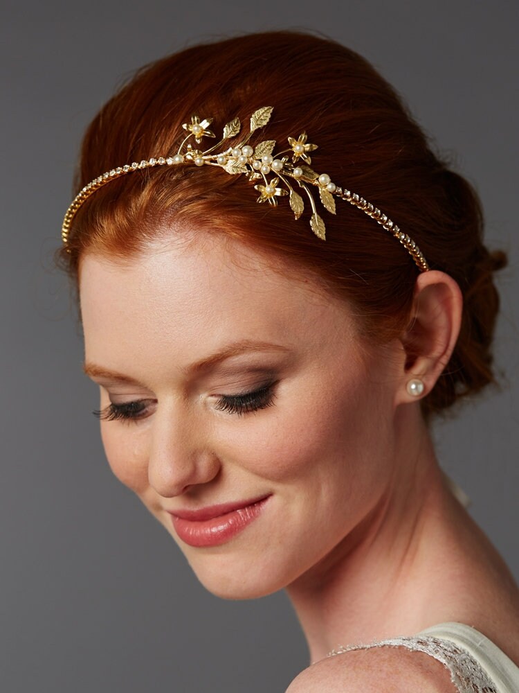Ivory Pearl Floral and Leaf Sprigs in Silver or Gold. - Etsy