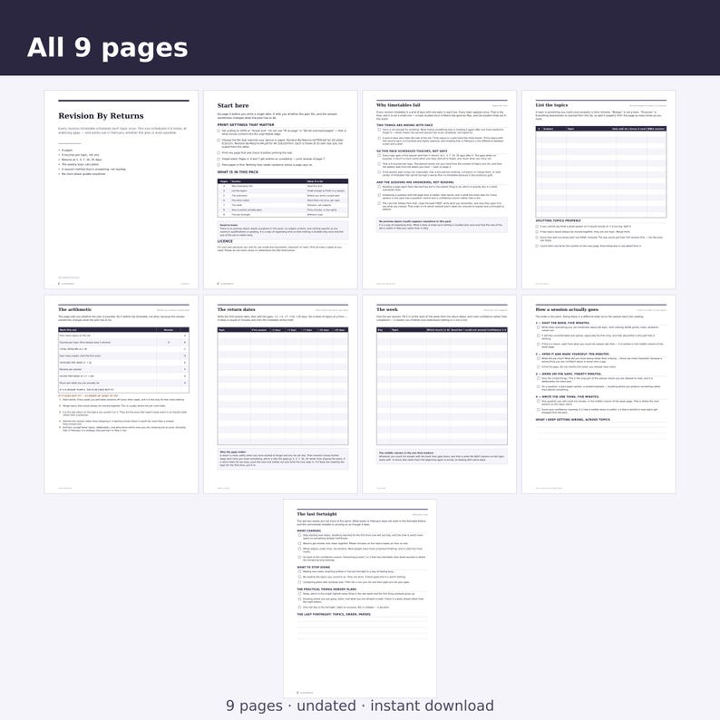 Revision Planner Printable Spaced Study Schedule With Topic Tracker - Etsy