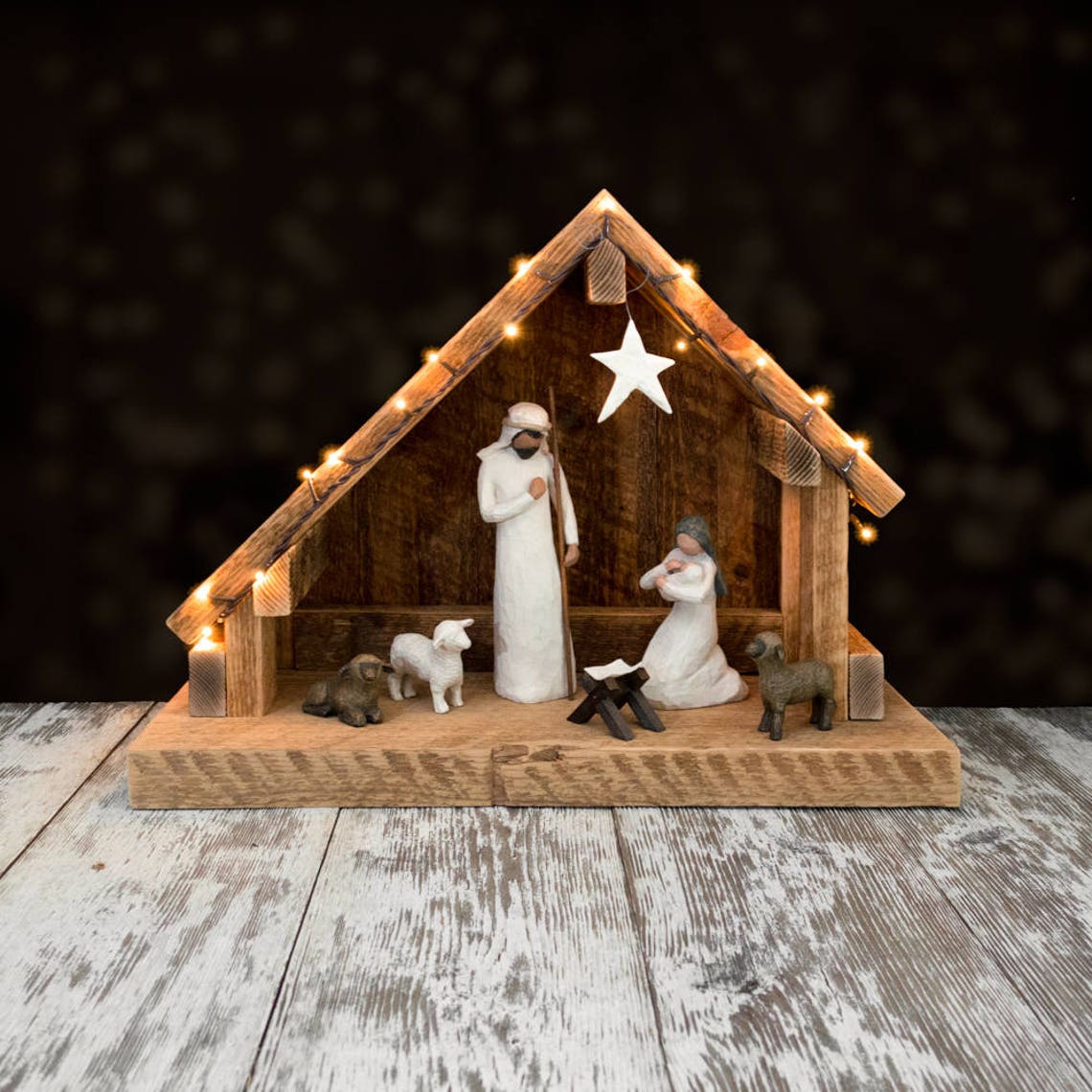 Nativity Creche Stable With Slant Roof Reclaimed Barn Wood - Etsy