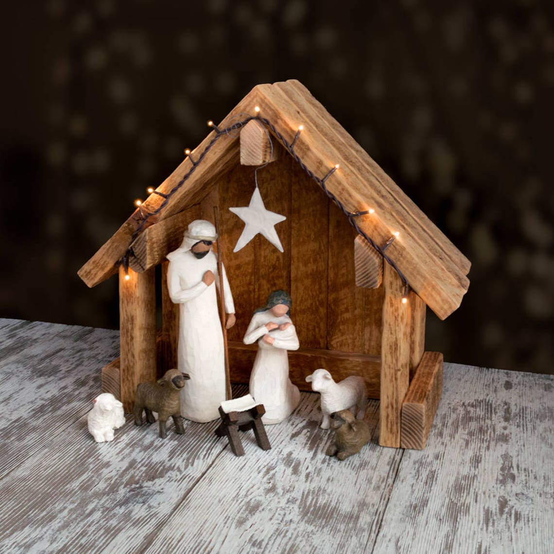 Nativity Creche Stable Reclaimed Barnwood For Willow Tree | Etsy