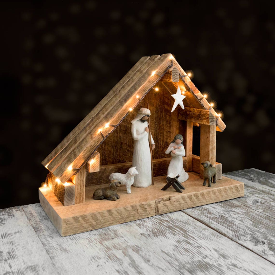 Nativity Creche Stable With Slant Roof Reclaimed Barn Wood - Etsy