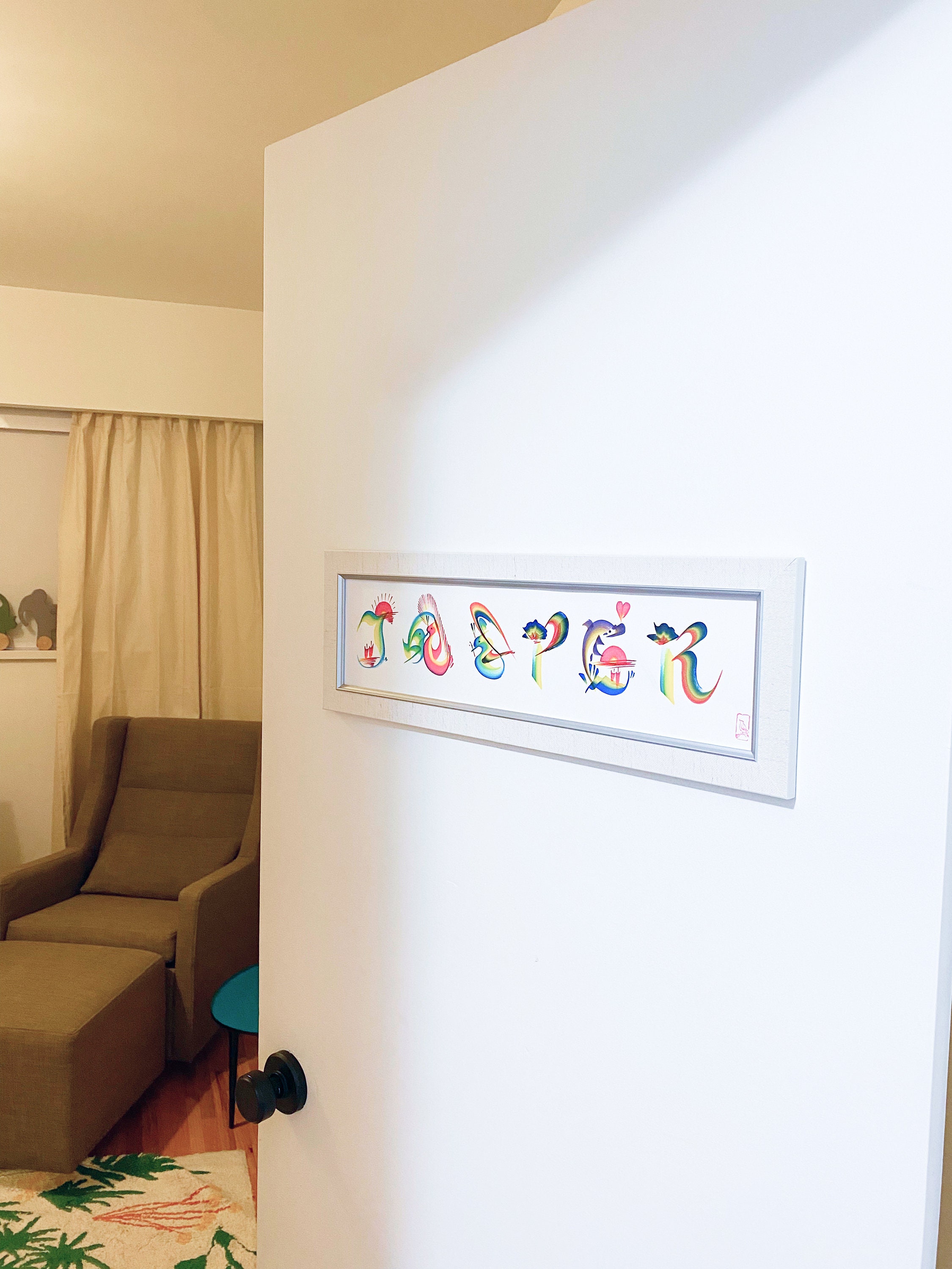 Hand Painted Name Art in Rainbow - ENGLISH - Etsy