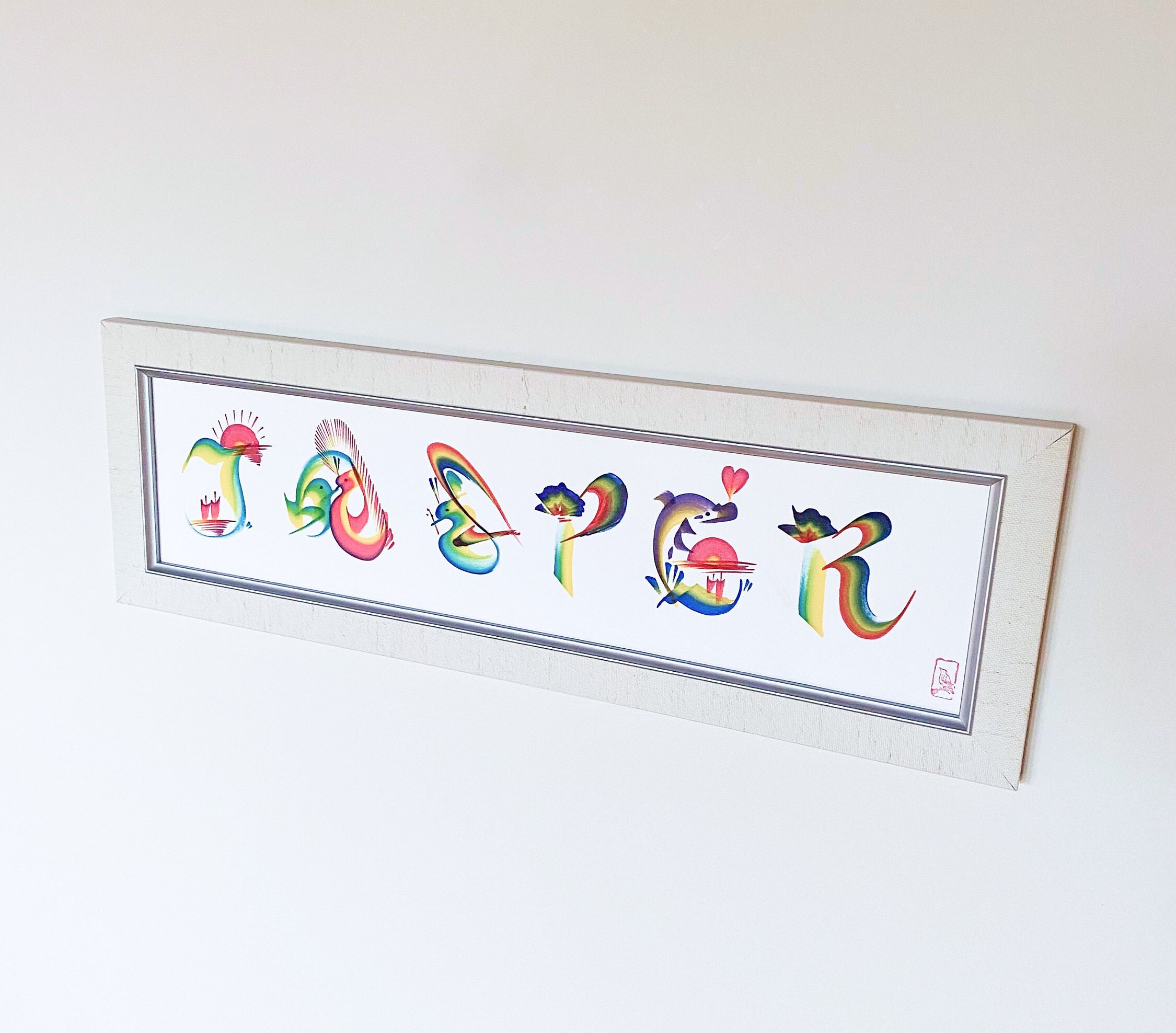 Hand Painted Name Art in Rainbow ENGLISH - Etsy