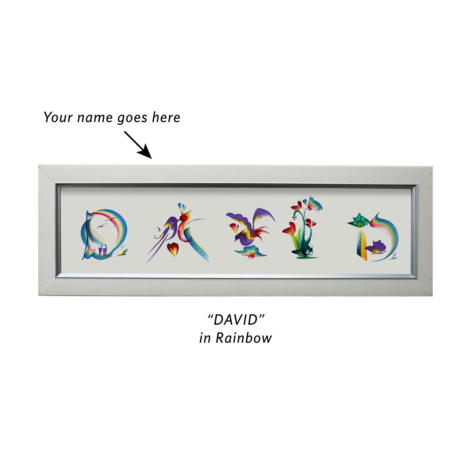 Hand Painted Name Art in Rainbow ENGLISH - Etsy