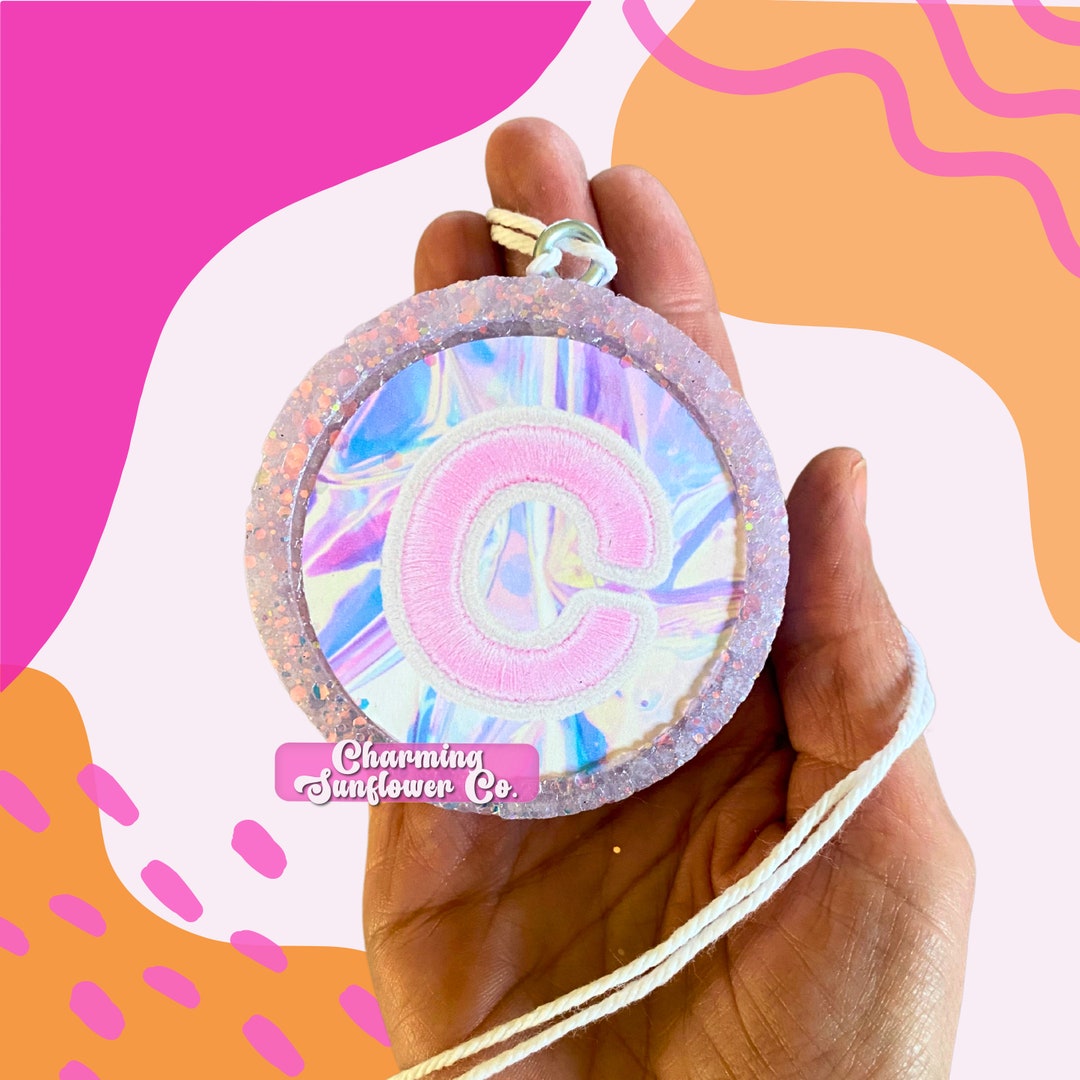 Holographic Monogram // Embroidered Effect // Letter Freshie ...