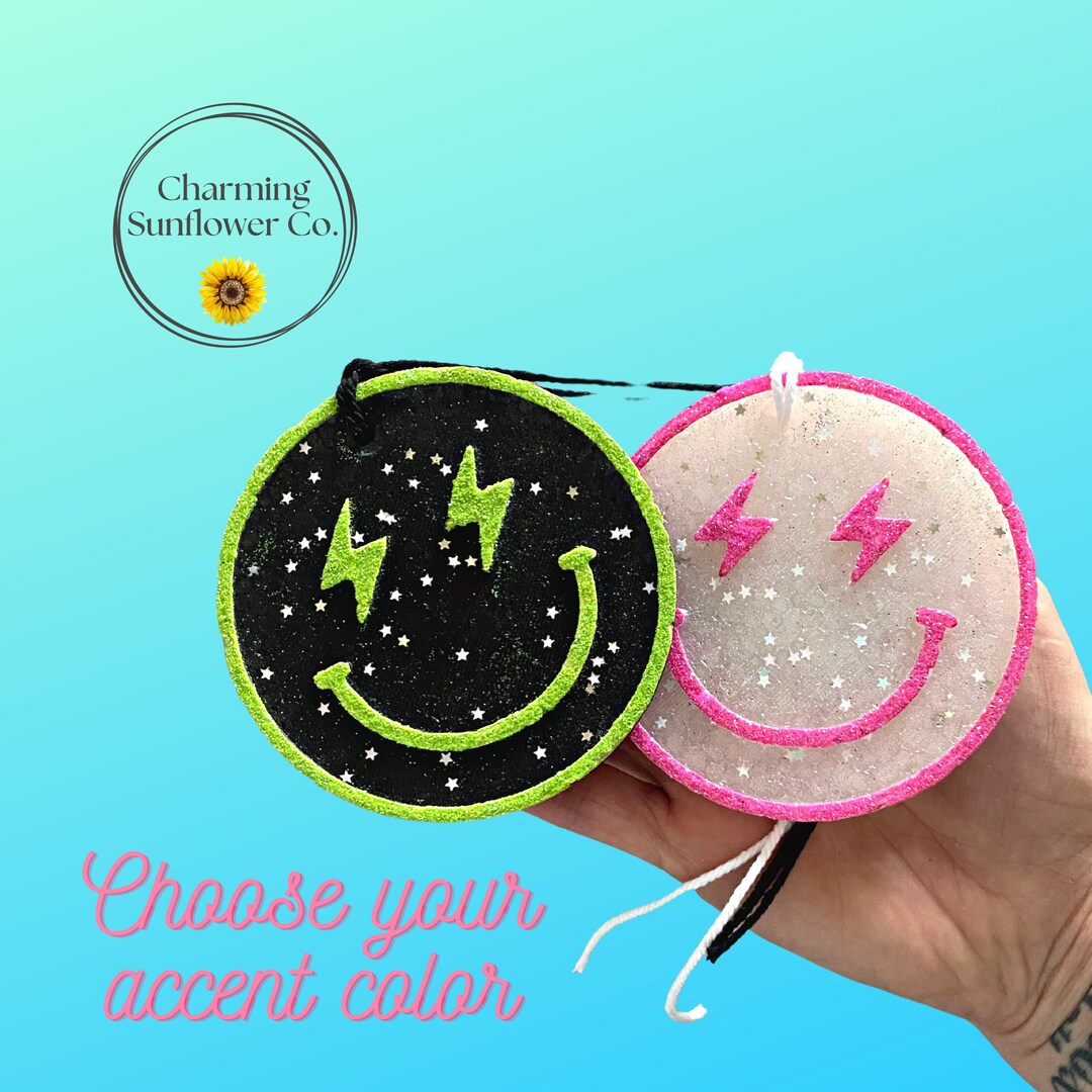 Sparkle Stars // Glam Smiley // Glitter // Smiley Freshie // - Etsy