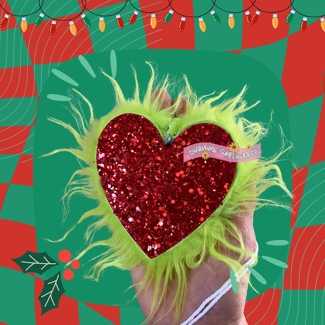 Green Guy // Grinch // Christmas Freshie // Glitter Heart // Heart ...