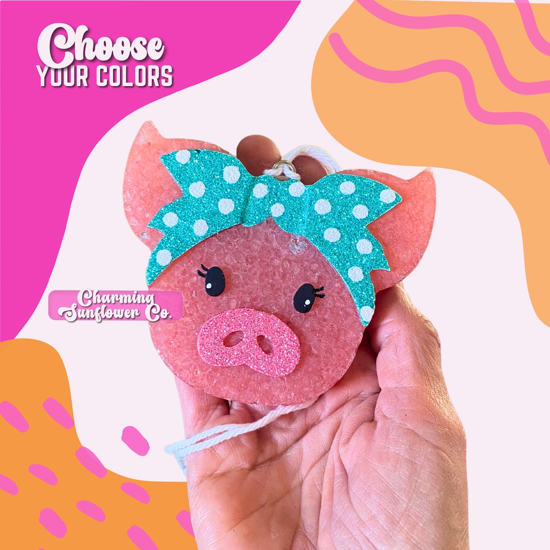 Cute Piggy // Pig Freshie // Farm Animal // Pig With Bow // Polka Dot ...
