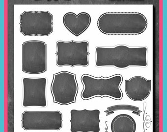 Colorful Chalkboard Frames clipart. Digital clip art.