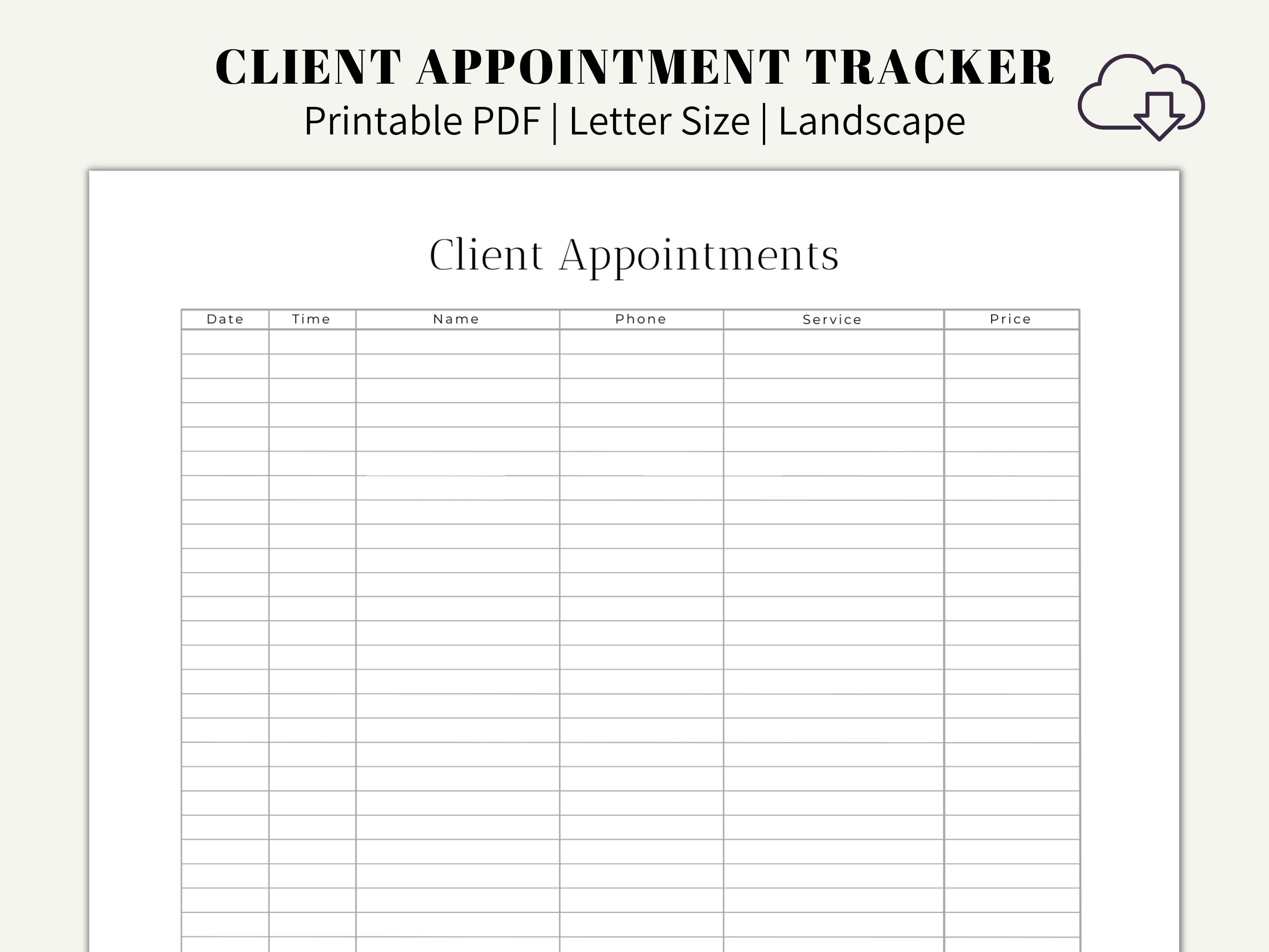 Client Appointment List Client Appointment Book Client Appointments ...