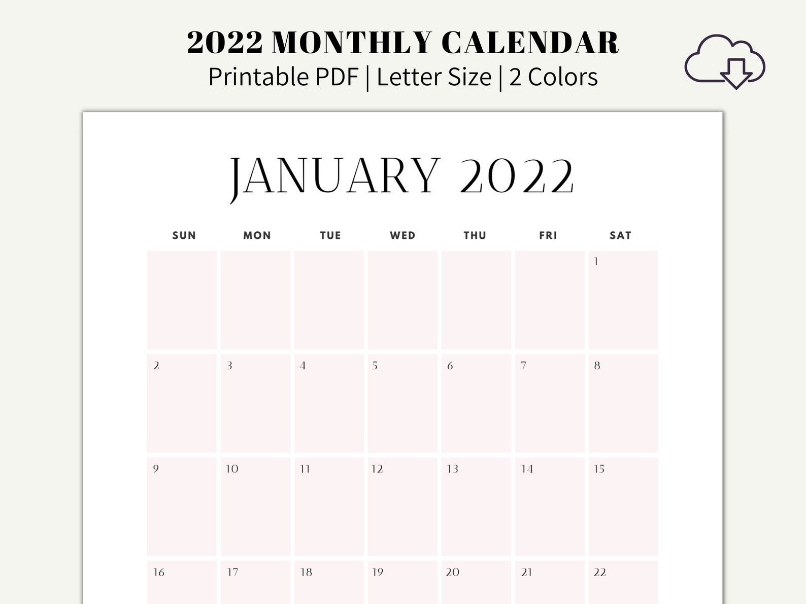 Calendar 2022 Printable Printable Calendar 2022 2022 Calendar Printable ...