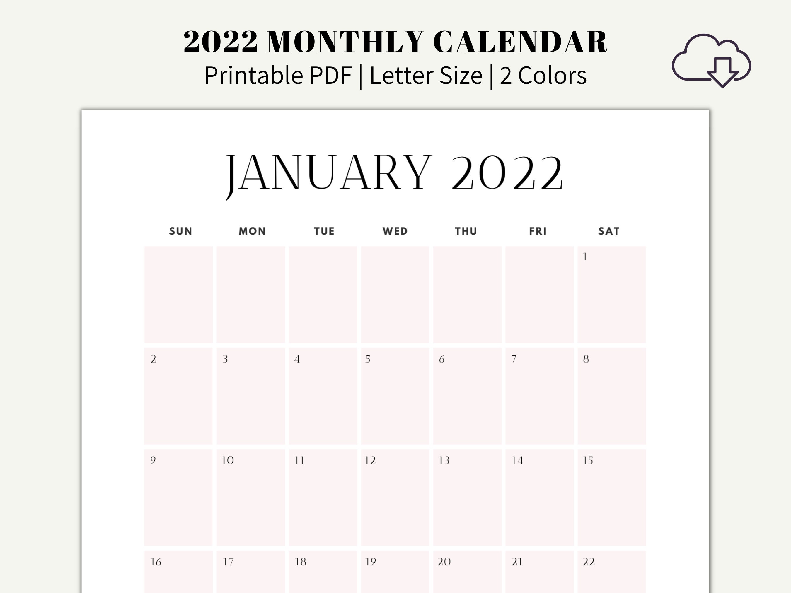 Calendar 2022 Printable Printable Calendar 2022 2022 Calendar Printable ...