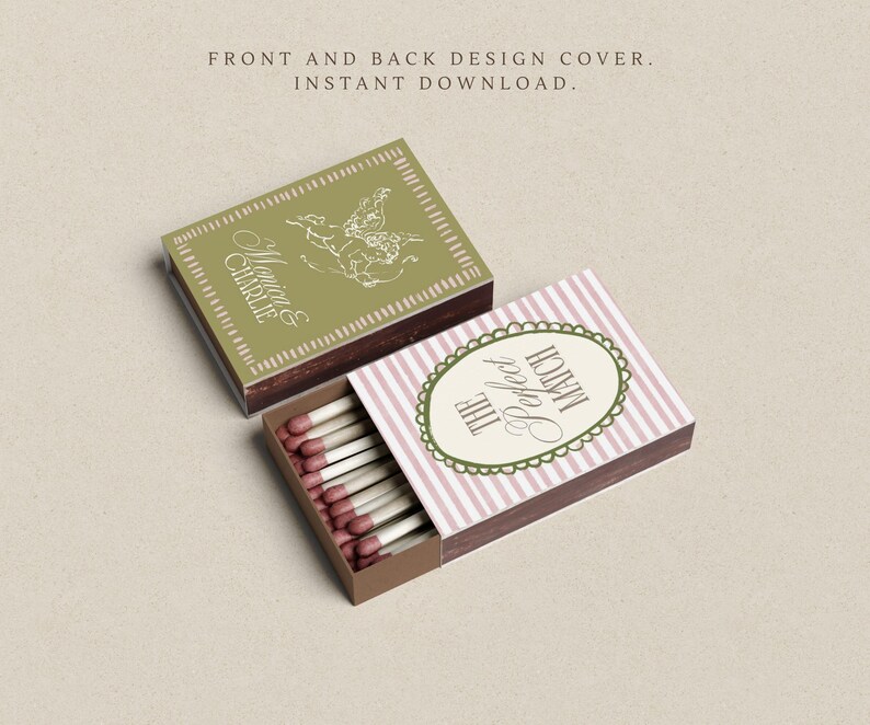 Wedding Matchbook Template Canva Personalized Wedding Favors Whimsical ...