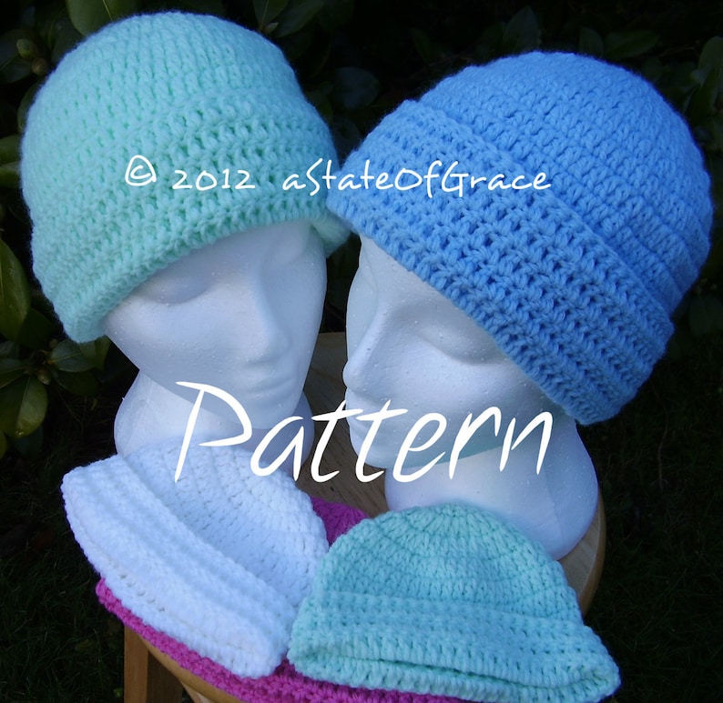 Watch Cap PATTERN, 3 Sizes, Adult Toddler Baby, Mommy and Me, Crochet ...