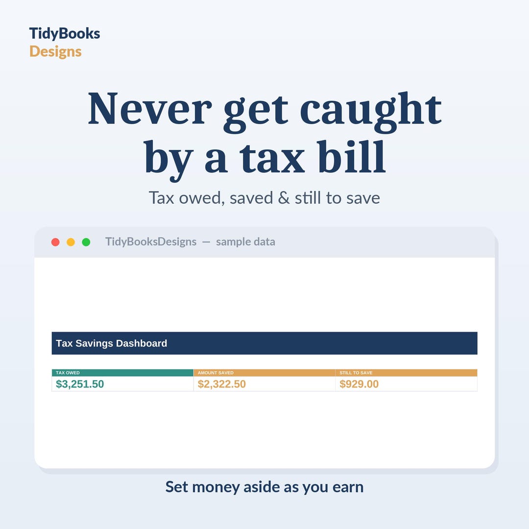 Tax Savings Tracker Sole Trader Tax Spreadsheet GST Provisional Tax ...