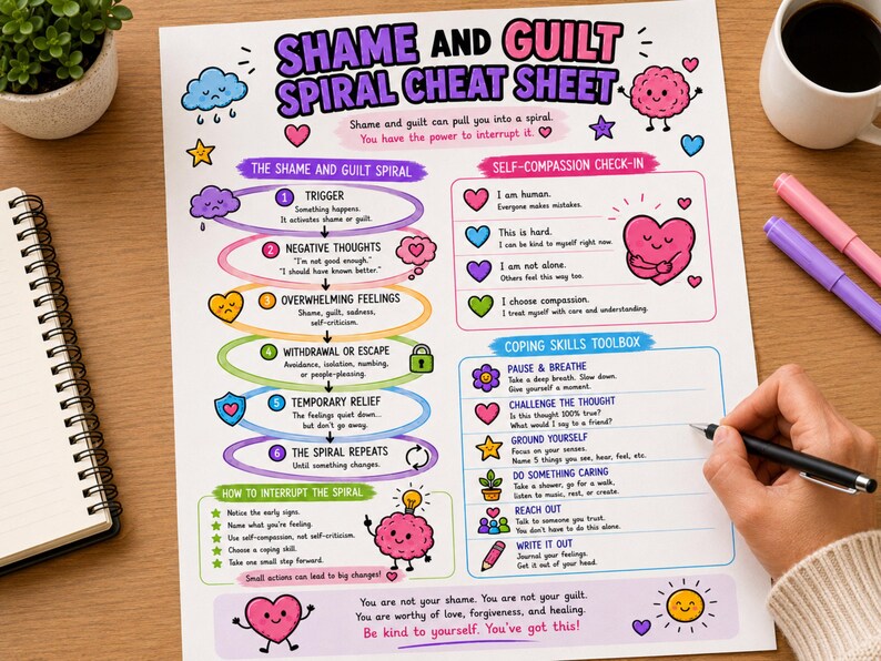 Shame Spiral Workbook: Self-compassion, Self-worth, Emotional Healing ...