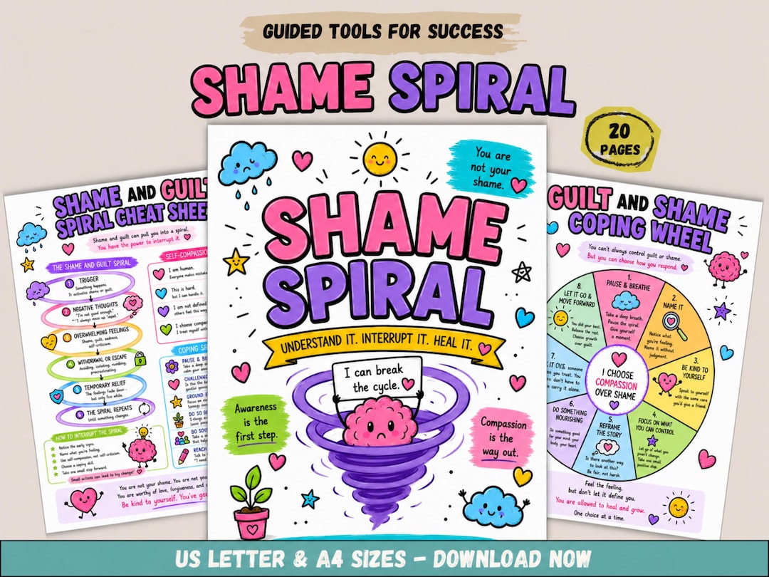 Shame Spiral Workbook: Self-compassion, Self-worth, Emotional Healing ...
