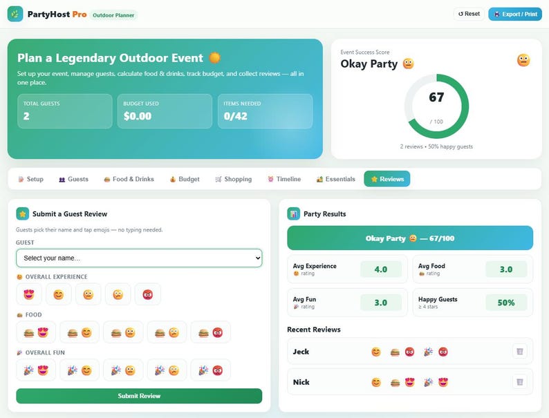 Partyhost Pro Offline Event Planner, BBQ, Picnic, Pool Party Dashboard ...