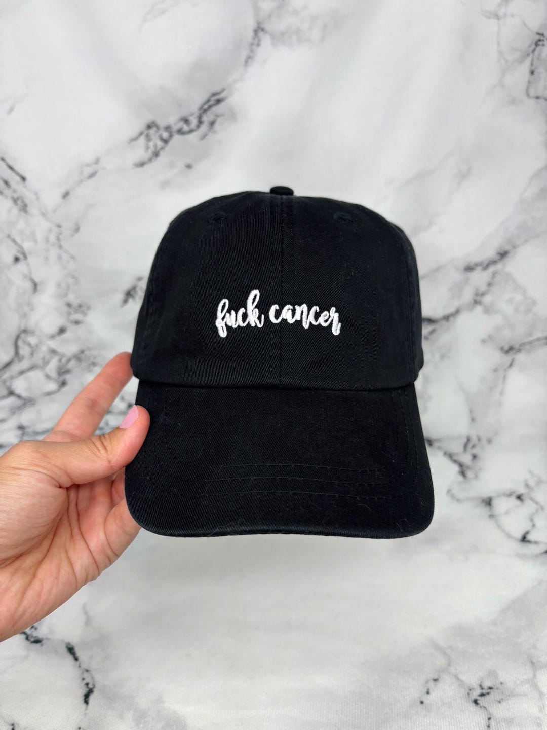 Unisex Embroidered Fuck Cancer Baseball Cap With Leather Adjustable ...