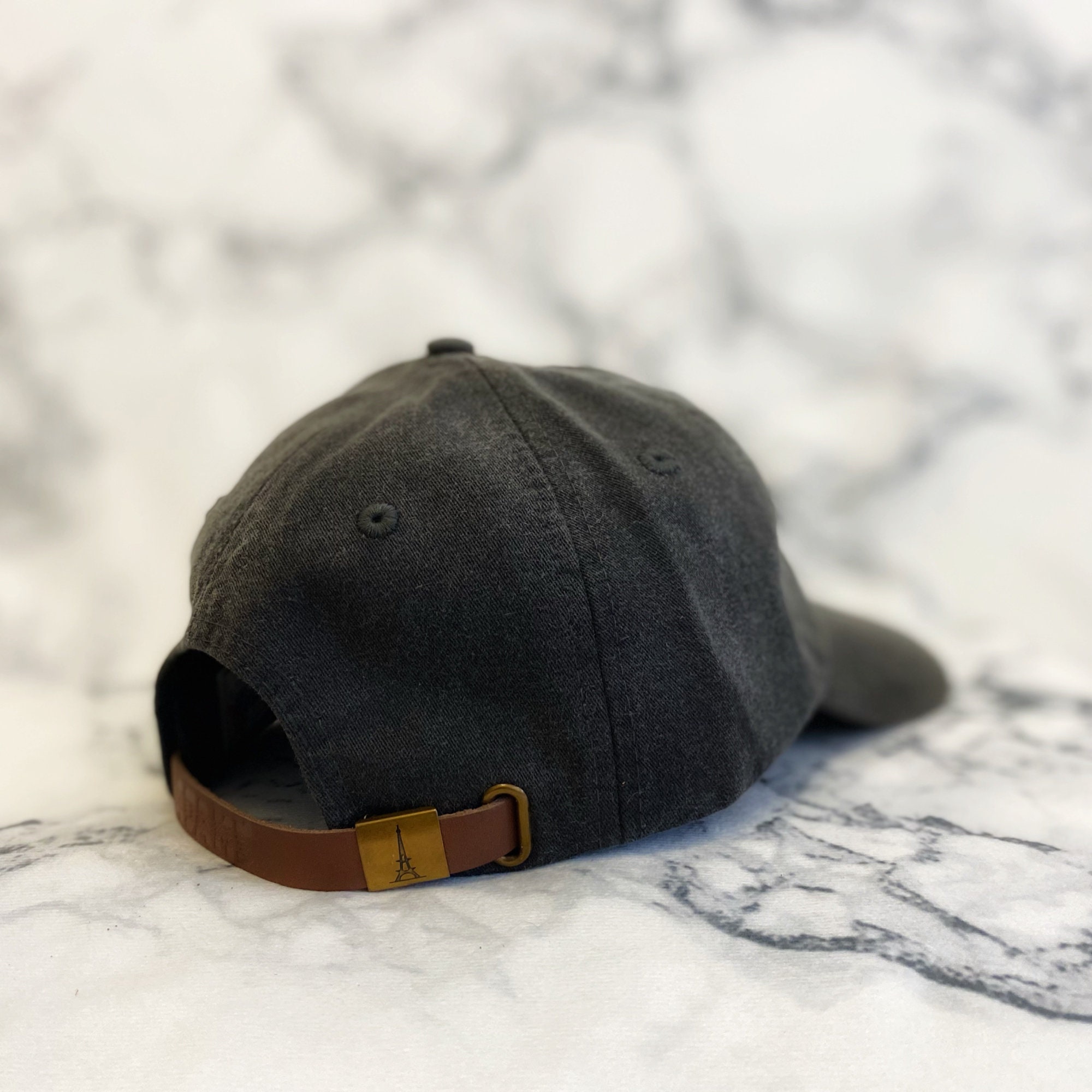 Roman Numeral Embroidered Hat With Leather Strap and Brass - Etsy